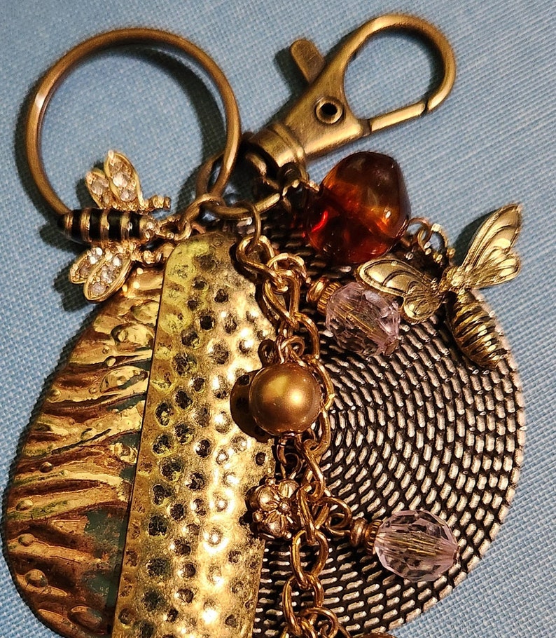 Bee Keychain Purse Bling, Bag Charm, Bumblebee Charms, Vintage Jewelry ...
