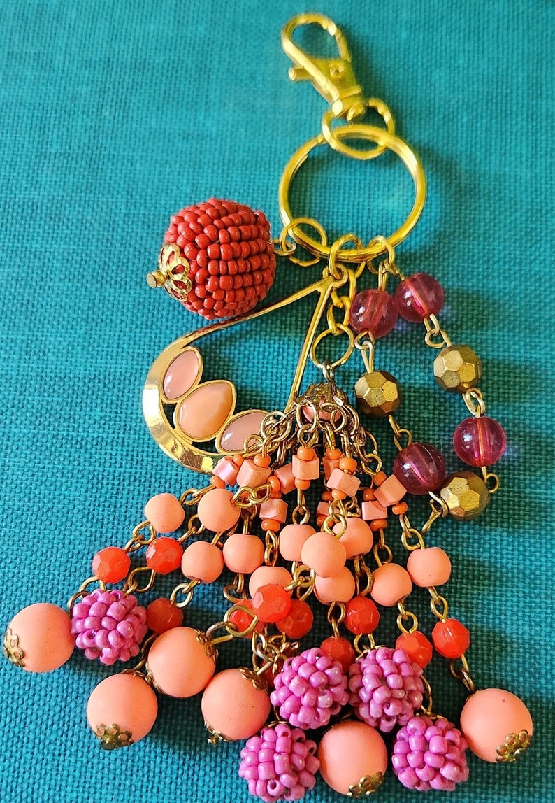 Purse Dangle Bag Charm, Handmade, Keychain, Repurposed Vintage Jewelry ...
