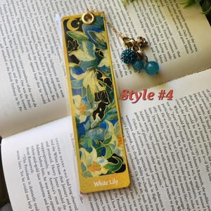 Lily Flower Bookmark: Laminated Cardstock With Vintage Jewelry Tassel ...