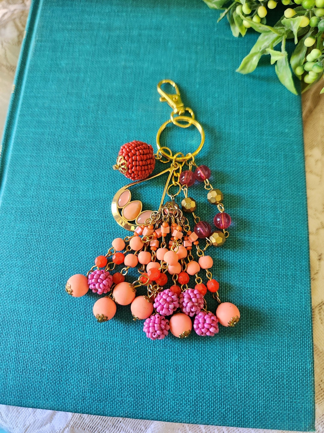 Purse Dangle Bag Charm Handmade Keychain Repurposed Vintage Jewelry ...