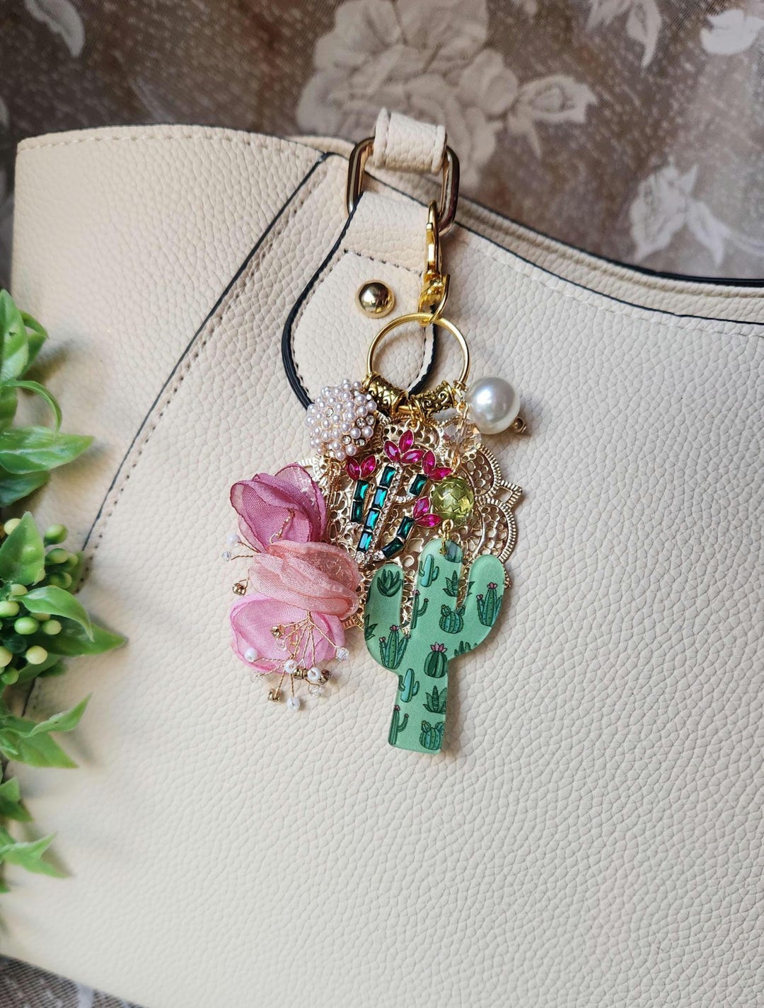 Southwest Desert Cactus Bag Charm | Handbag Accessory Clip | Western ...