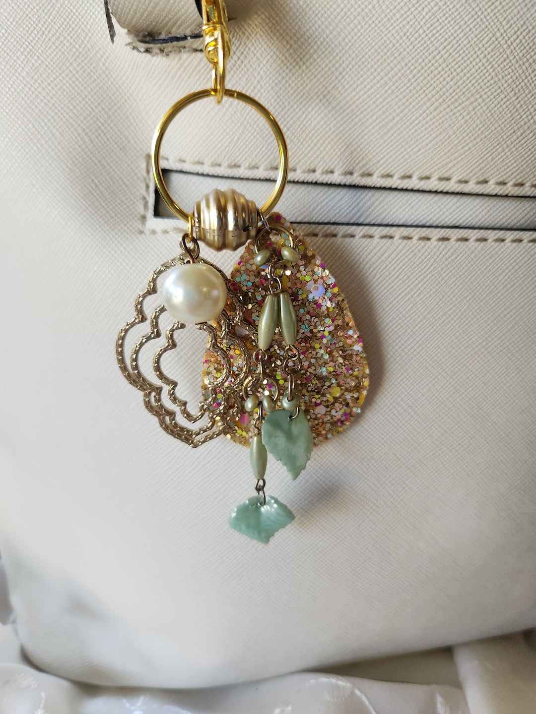 Pearl Teardrop Purse Charm | Glitter Bag Bling | Jeweled Keychain ...