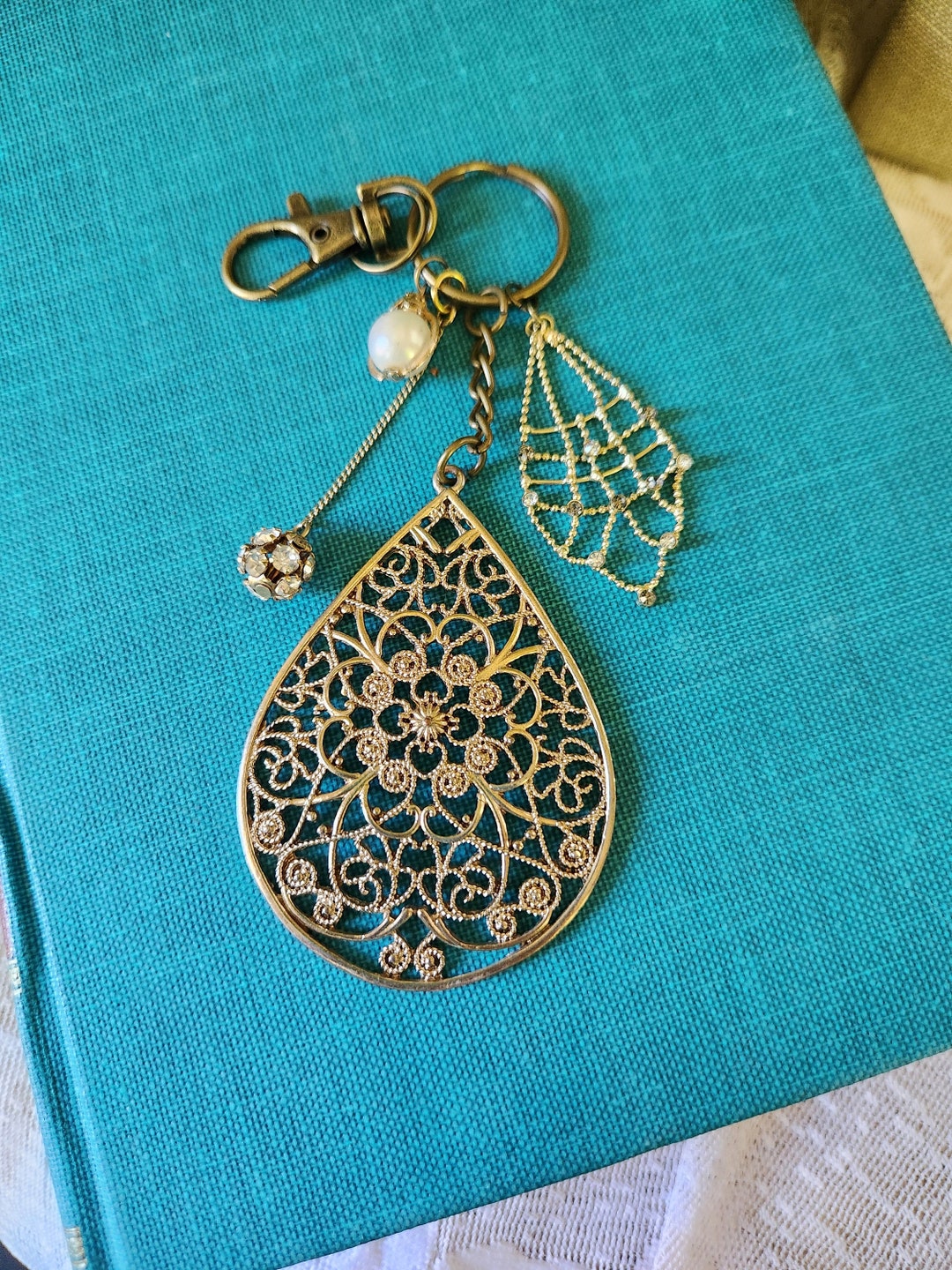 Victorian Filigree Purse Charm: Upcycled Vintage Jewelry Keychain - Etsy