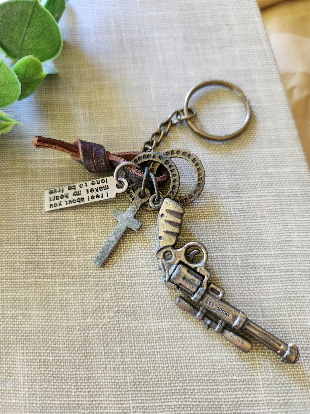 Revolver Gun Western Country Rustic Keychain Purse Charm - Etsy