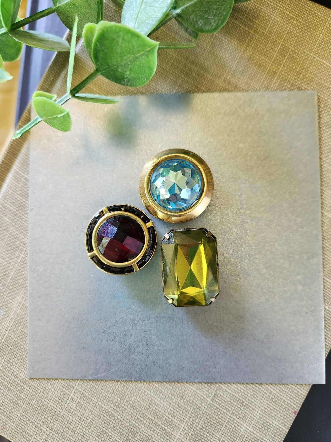 Blue, Red and Green Vintage Rhinestone Magnets Set of 3 Organization ...