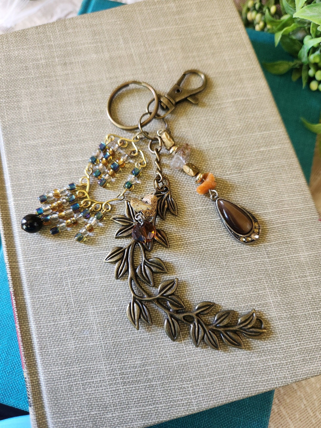 Olive Branch Keychain Handmade Purse/bag Charms Repurposed Jewelry ...