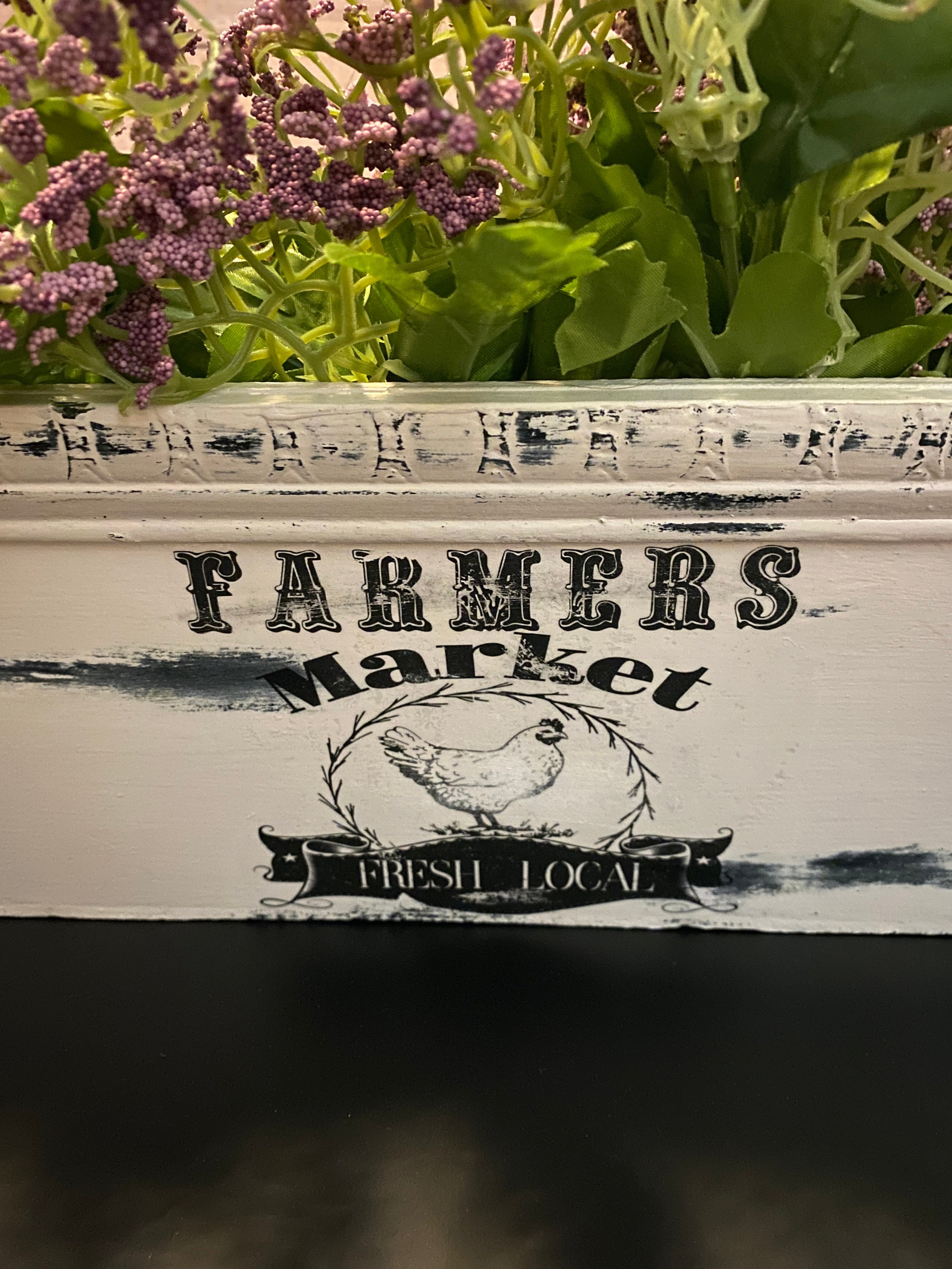 Farmhouse Style Planter Box With Artificial Flowers - Etsy