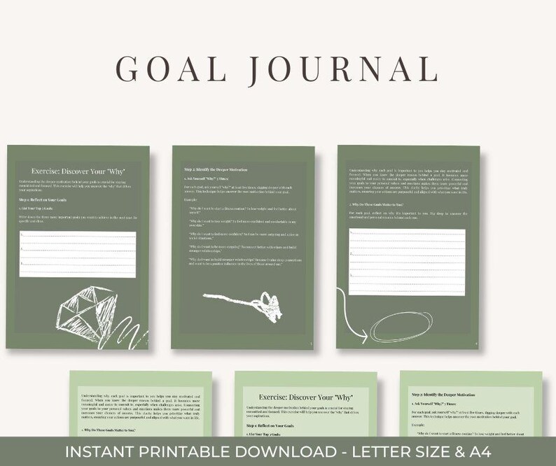 Goal Journal Workbook (green Doodle) - Etsy