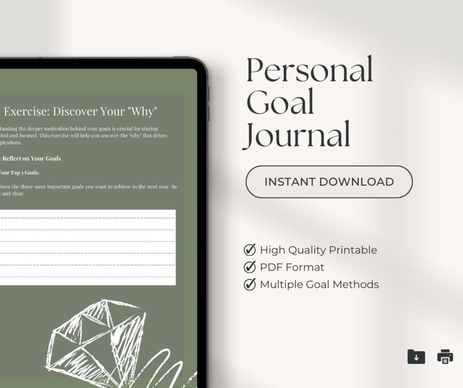 Goal Journal Workbook (green Doodle) - Etsy