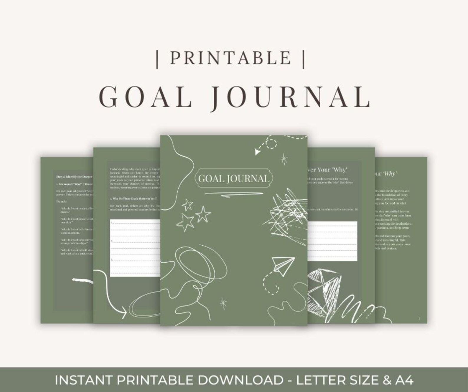 Goal Journal Workbook (green Doodle) - Etsy