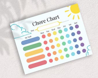 Colorful Printable Chore Chart Fun Kids' Chores Tracker Instill ...