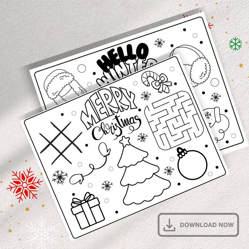 Printable Christmas Placemat/worksheet - Etsy