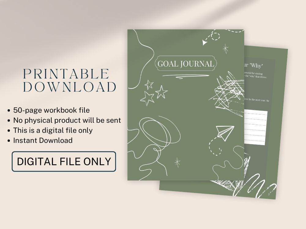 Goal Journal Workbook (green Doodle) - Etsy