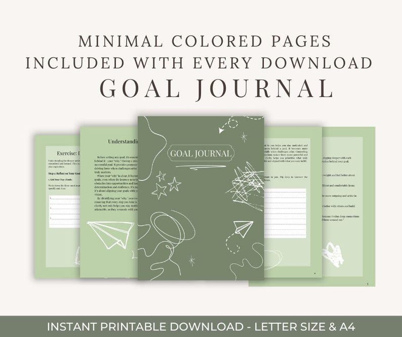 Goal Journal Workbook (green Doodle) - Etsy