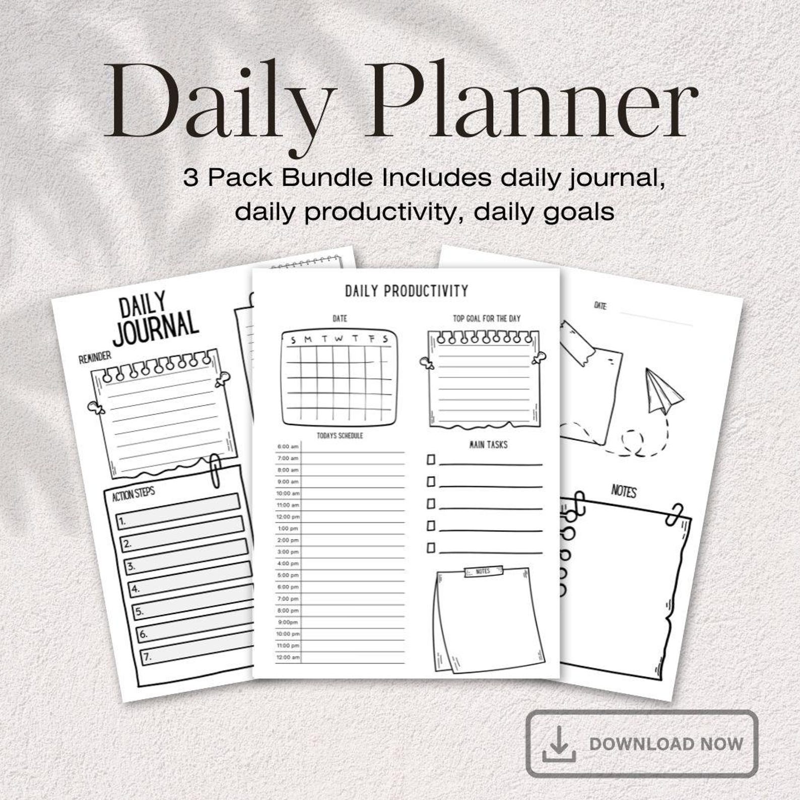 Printable Daily Productivity Planner (doodle Theme) - Etsy