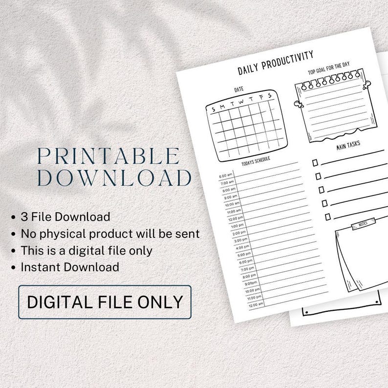 Printable Daily Productivity Planner doodle Theme - Etsy