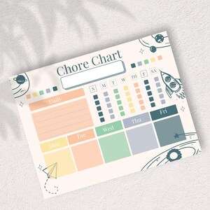 Printable Chore Chart & Reward Chart (color Space Theme) - Etsy