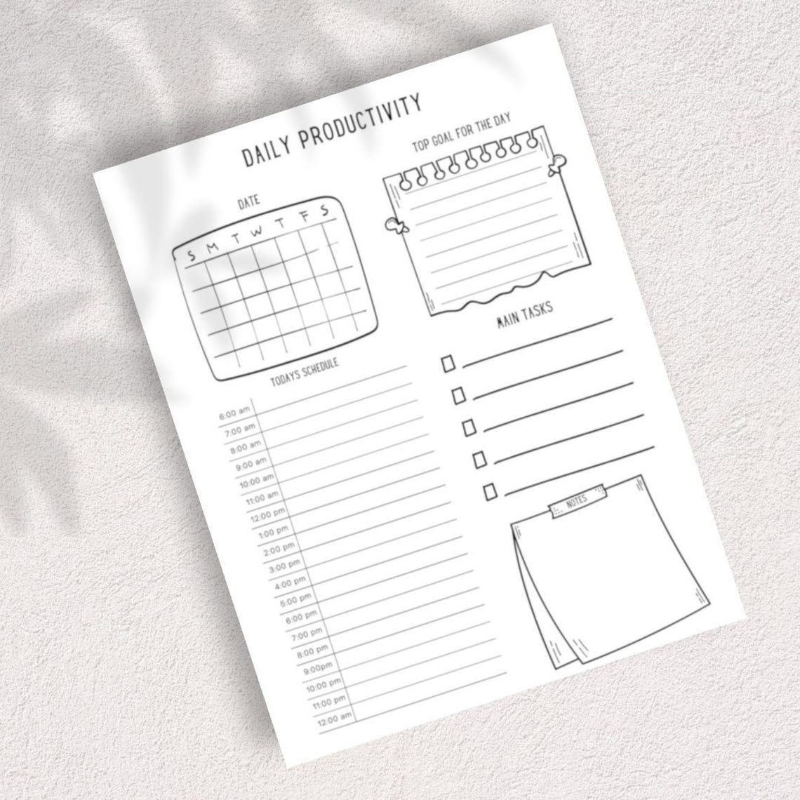 Printable Daily Productivity Planner doodle Theme - Etsy