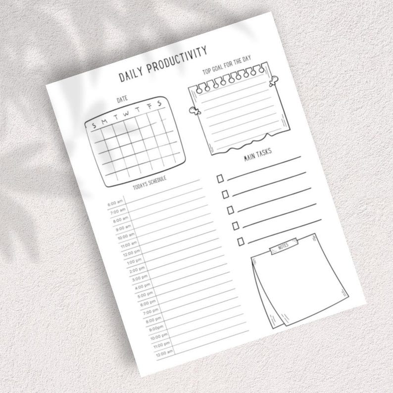 Printable Daily Productivity Planner (doodle Theme) - Etsy
