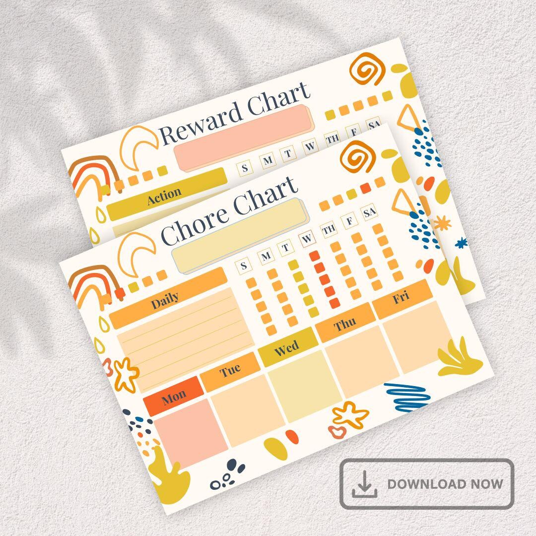 Printable Chore Chart & Reward Chart (vibrant) - Etsy