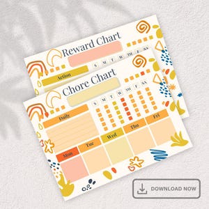 Printable Chore Chart & Reward Chart (vibrant) - Etsy