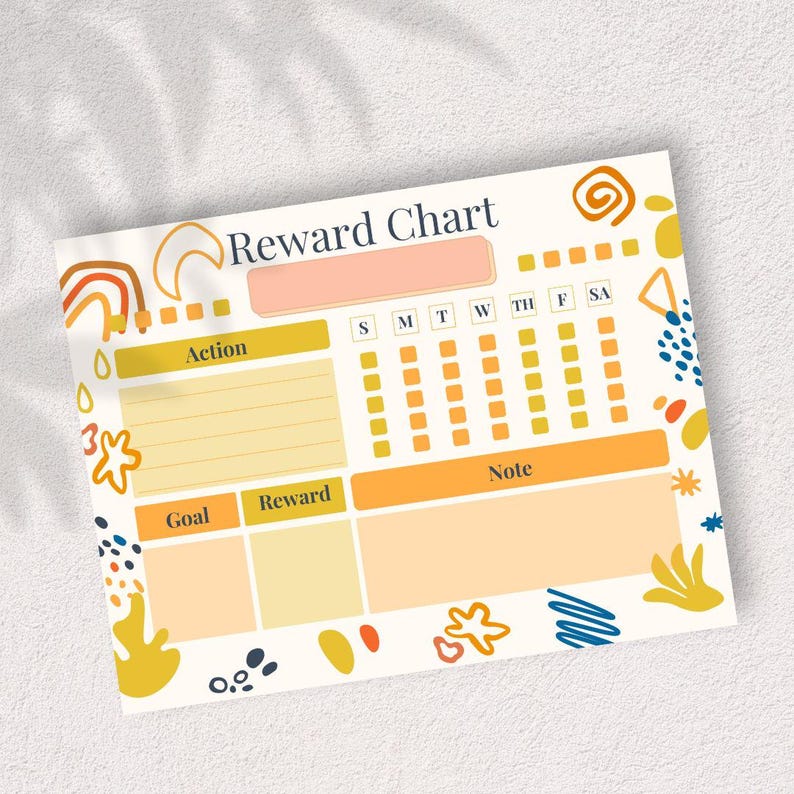 Printable Chore Chart & Reward Chart (vibrant) - Etsy