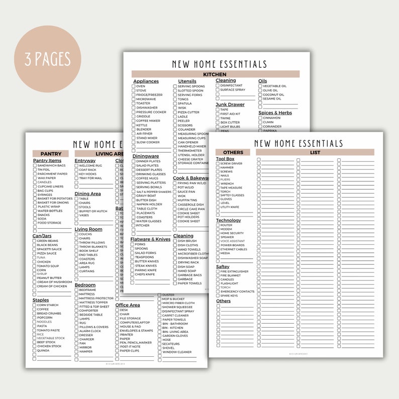 Editable New Home Essentials Checklist, Moving Checklist Printable, New ...