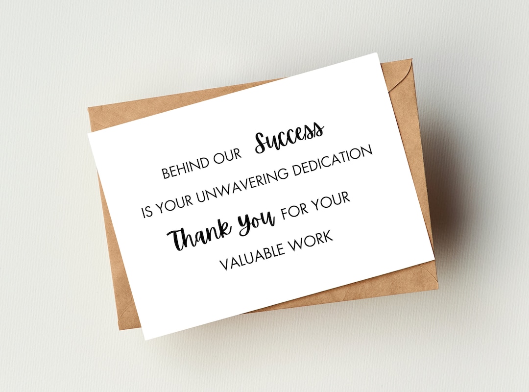 Employee Thank You, Staff Appreciation Card, Employee Recognition Printable, Corporate Gift Card ...