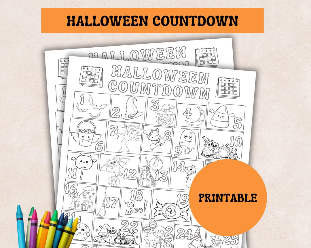 Halloween Countdown Coloring Page, Halloween Activities, Halloween ...