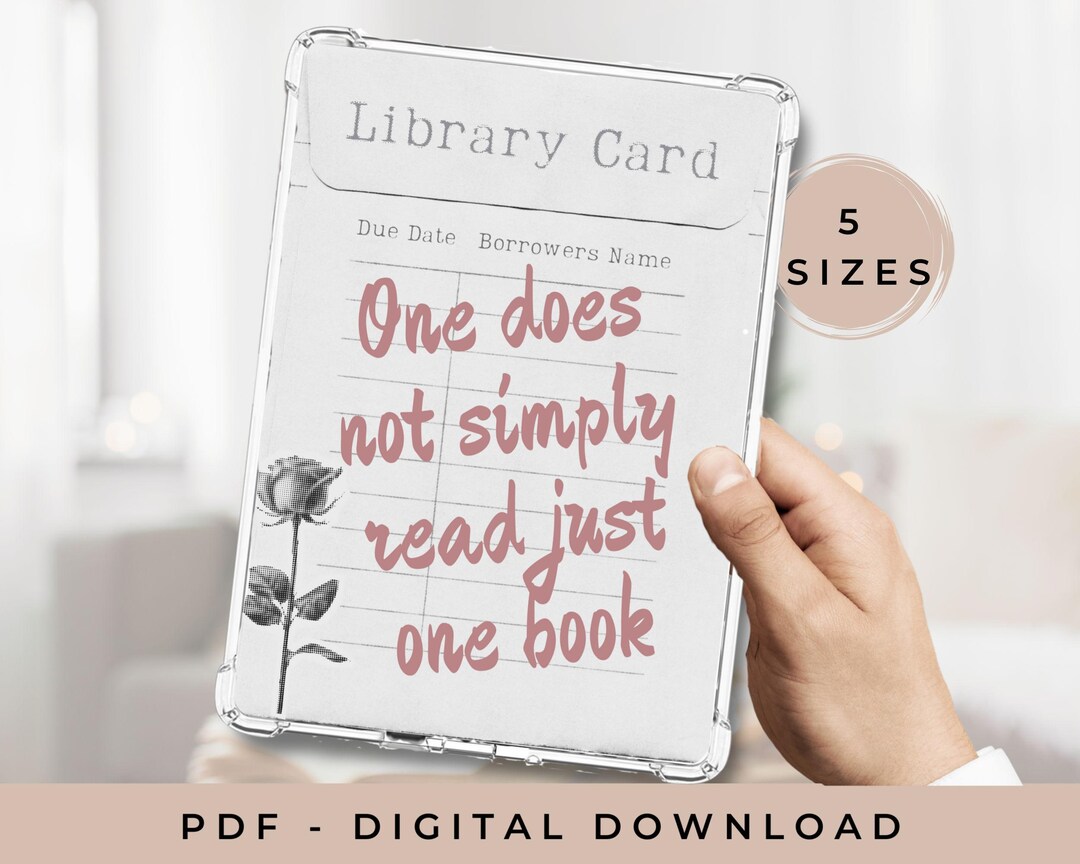 Printable Library Card Kindle Insert, Vintage Bookish Gift, Paper ...