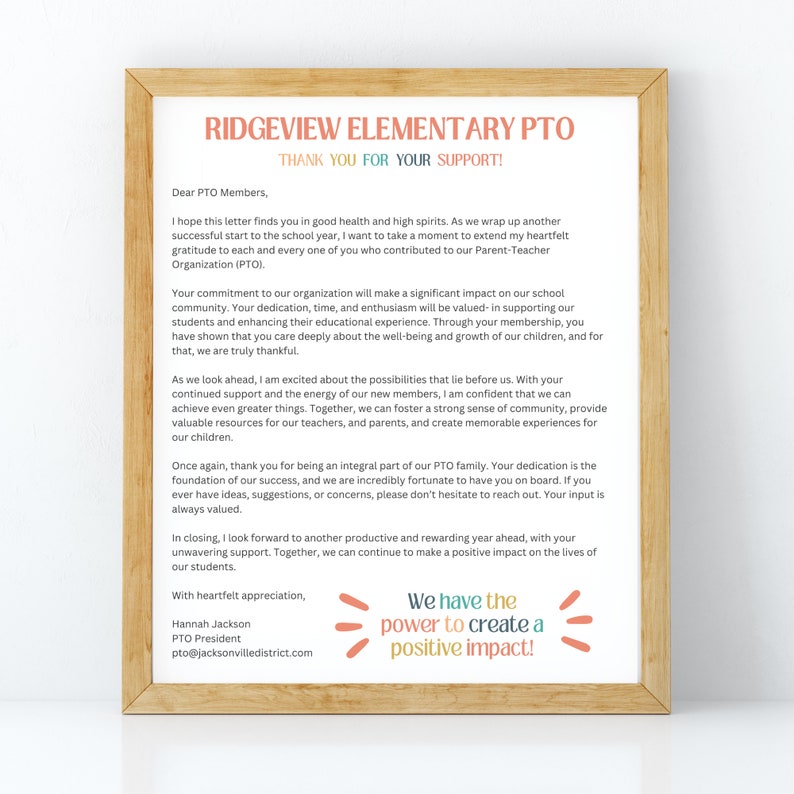 Editable PTO Thank You Letter, PTA Welcome Letter - Etsy