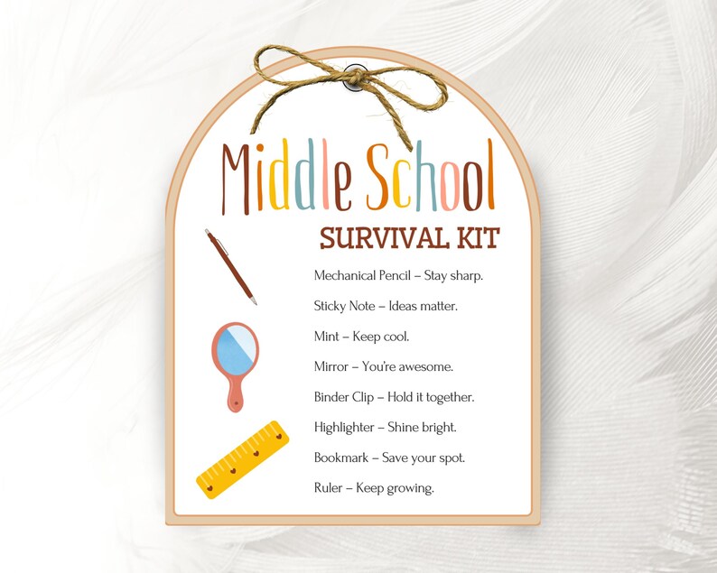 Editable Middle School Survival Kit Gift Tags, Back to School Gift ...