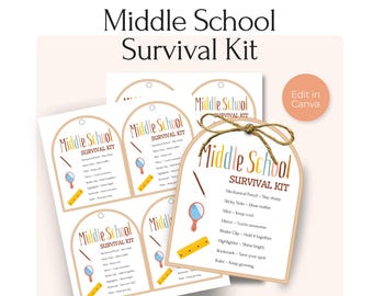Editable Middle School Survival Kit Gift Tags, Back to School Gift Tag ...