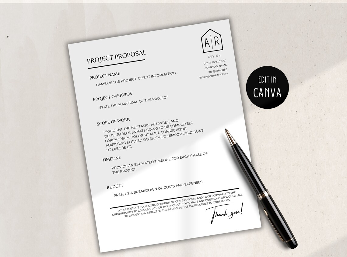Simple Project Proposal, Scope of Work Canva Template, Client Onboarding Proposal - Etsy
