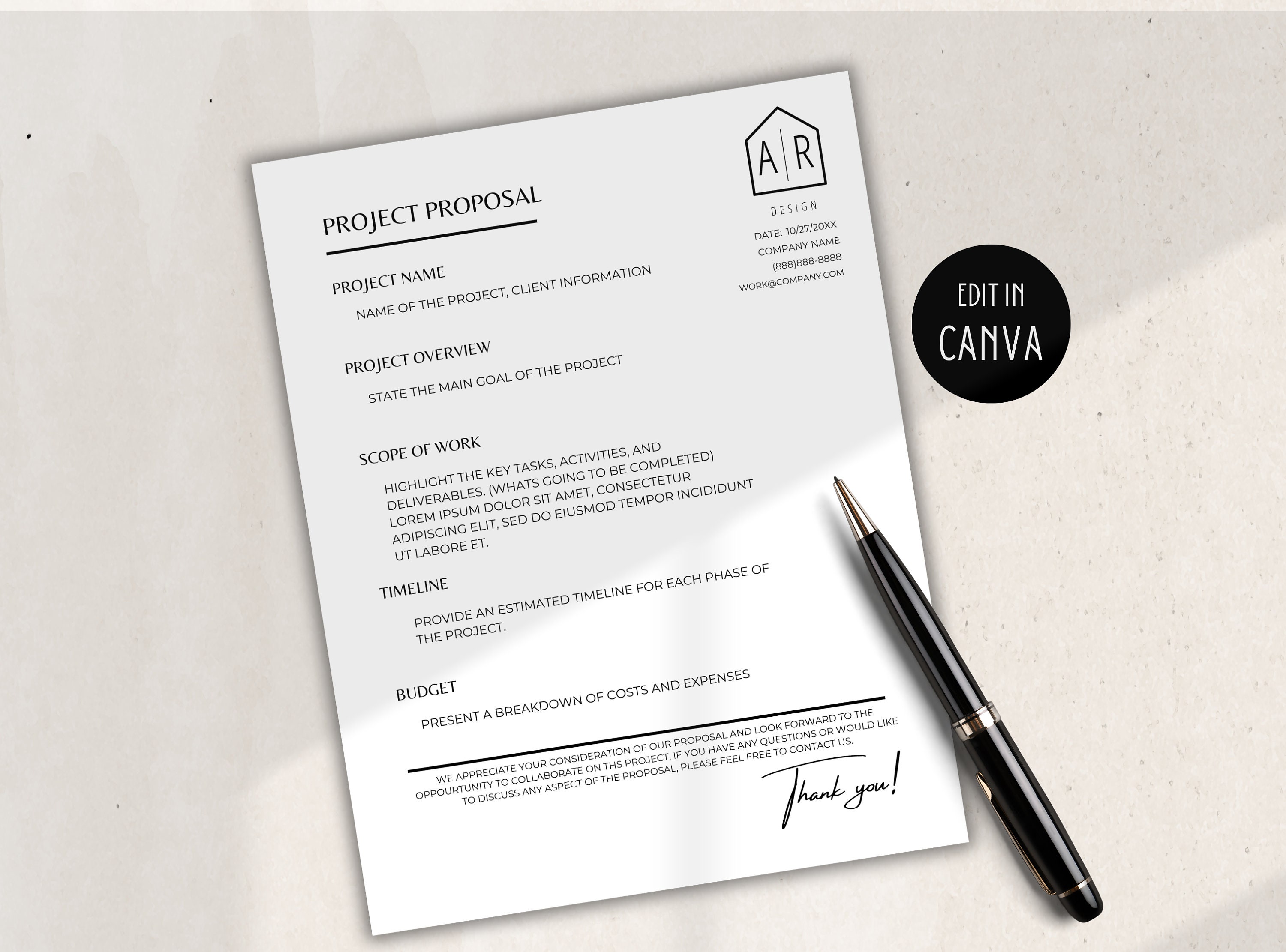 Simple Project Proposal, Scope of Work Canva Template, Client ...