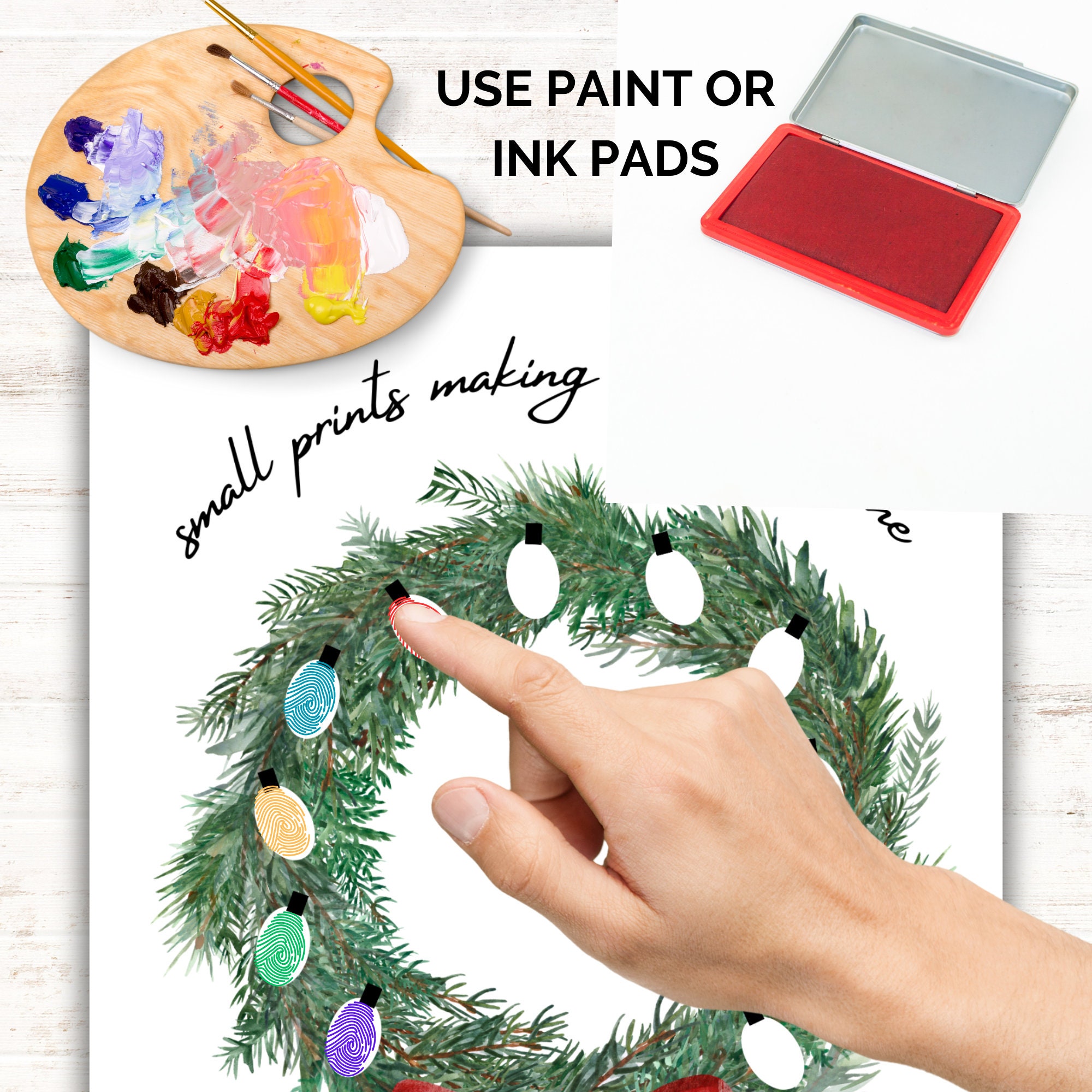 Christmas Fingerprint Art, Fingerprint Wreath Art, Handprint Craft - Etsy