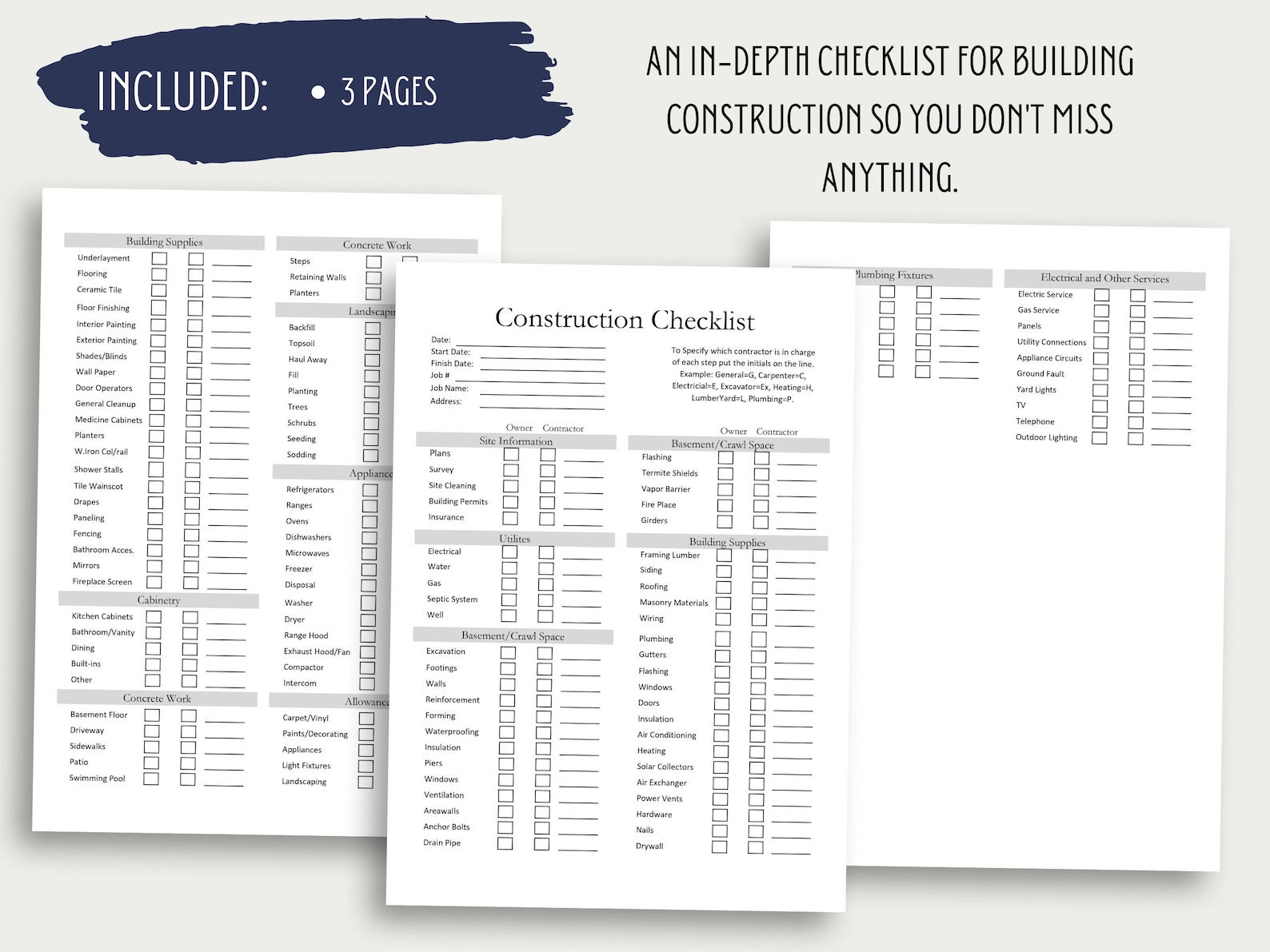 In-depth Building Construction Checklist Printable, General Contractor ...