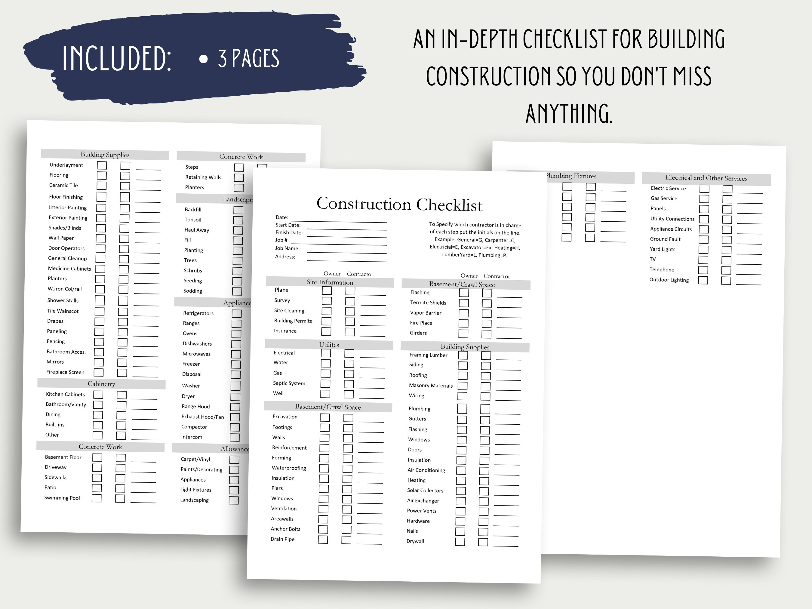 In-depth Building Construction Checklist Printable, General Contractor ...