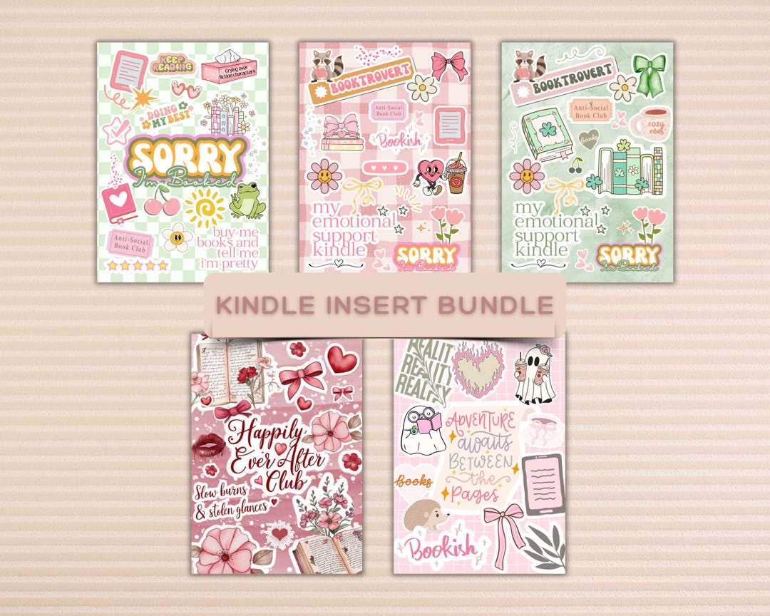 Printable Sticker Collage BUNDLE Kindle Insert, Cute Kindle Inserts ...