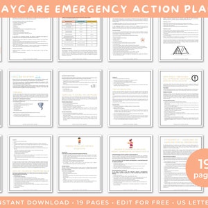 Daycare Emergency Action Plan, Daycare Forms, in Home Daycare Emergency ...