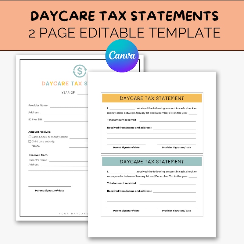 Daycare Tax Statement - Etsy