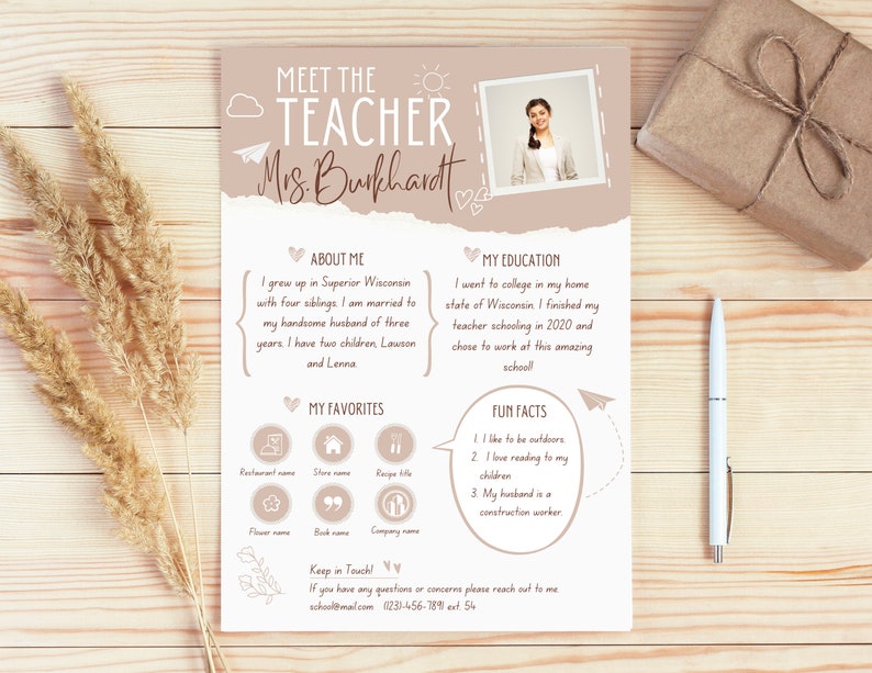 Meet the Teacher Editable Canva Template, First Day of School Teacher ...
