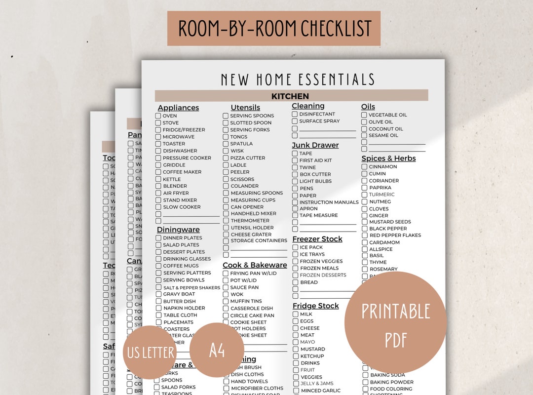 New Home Essentials Checklist, Moving Checklist Printable, New Home Planner, First Home ...