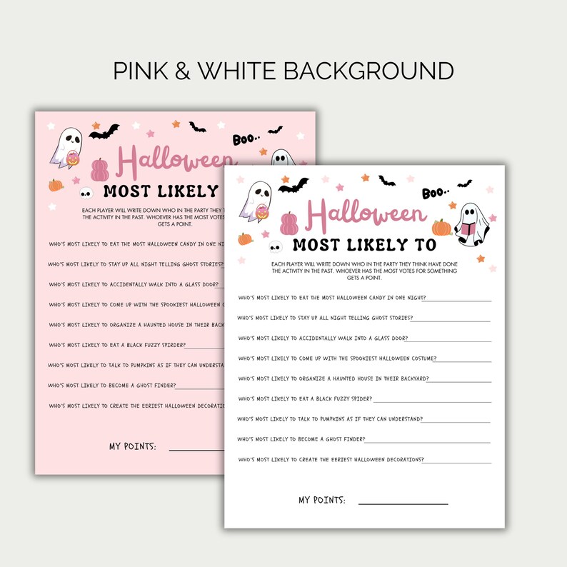 Printable Who's Most Likely to Game, Funny Most Likely to Halloween ...