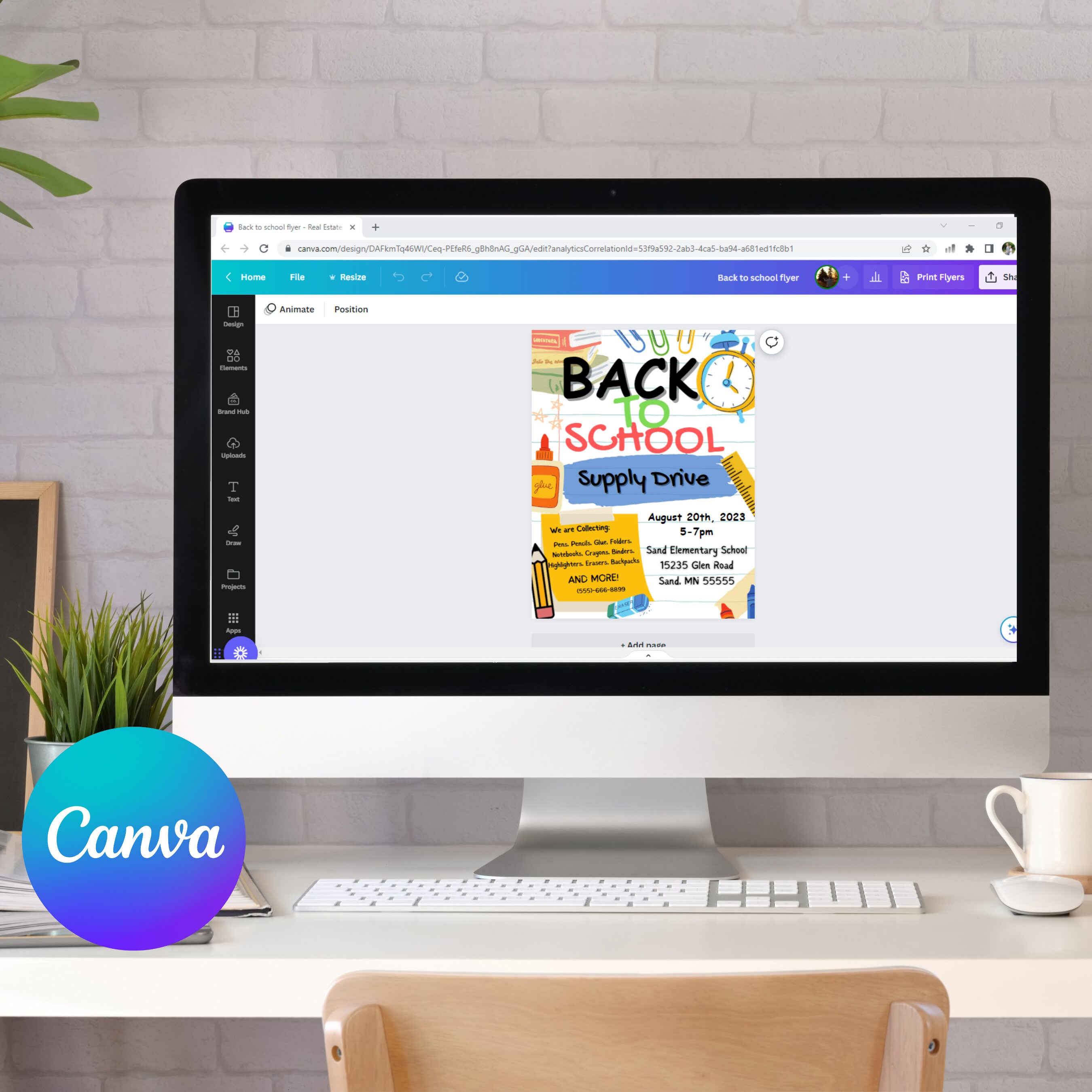 Back to School Supply Drive Flyer, Editable Canva Template - Etsy