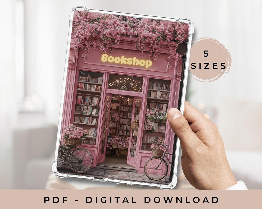 Printable Pink Bookshop Kindle Insert, Spring Bookish Gift, Paper ...