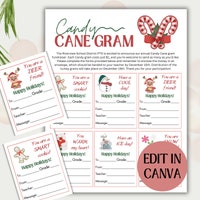 Christmas Candy Cane Gram Flyer PTO Template Holiday Candy Gram ...