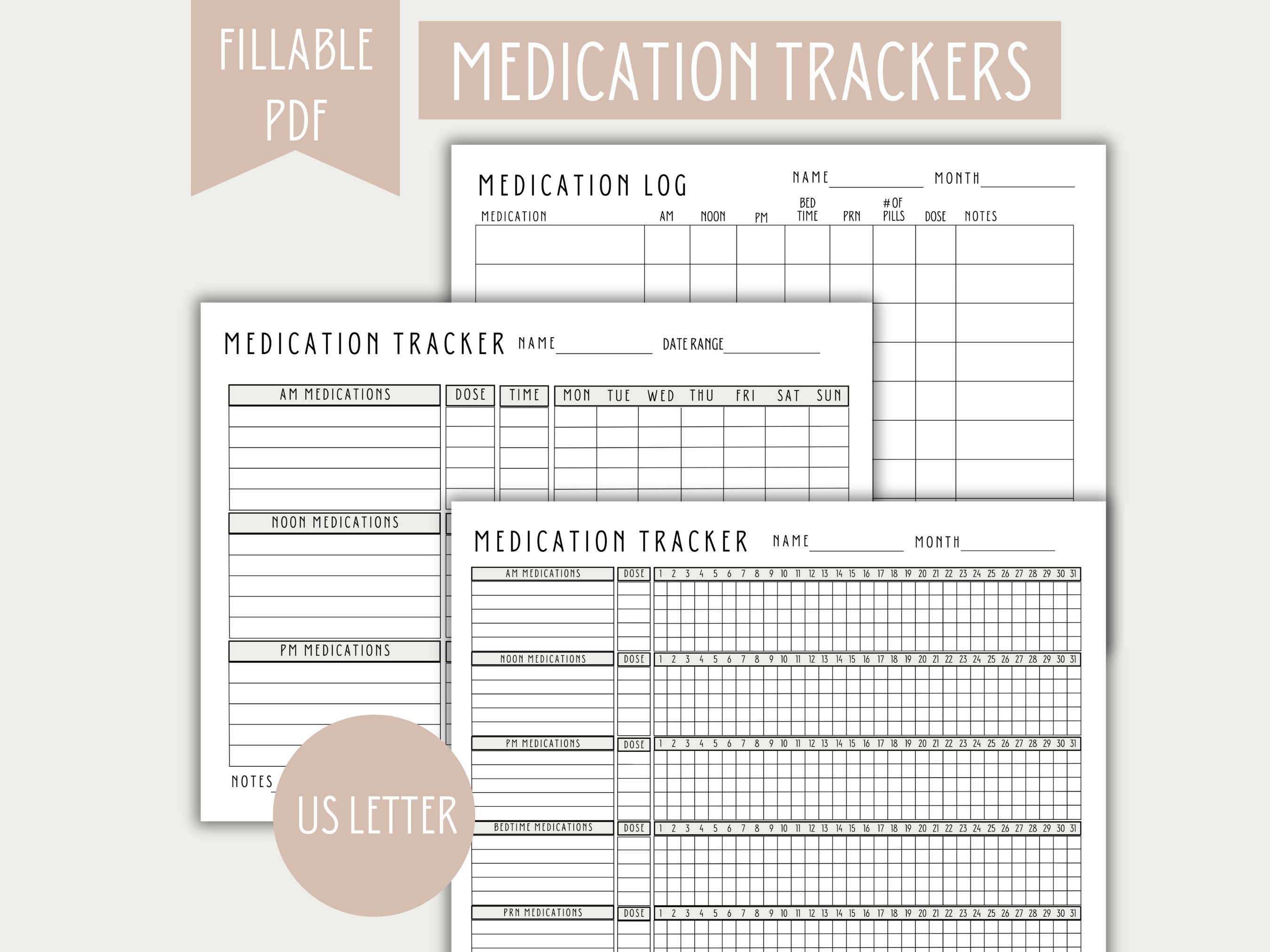 Daily Medication Tracker, Monthly Medication Log, Medical Planner ...