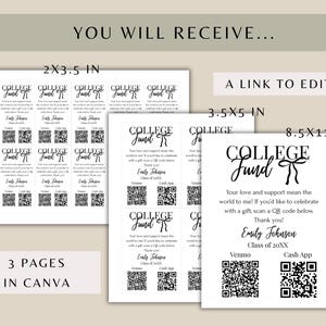 Graduation Insert Card, College Fund QR Code Card, Tip the Graduate ...