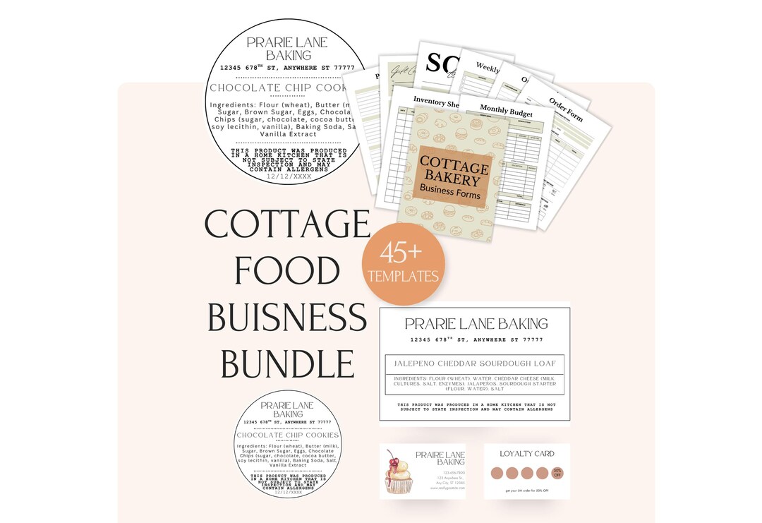Editable Cottage Food Business Bakery Bundle, Cottage Law Labels ...